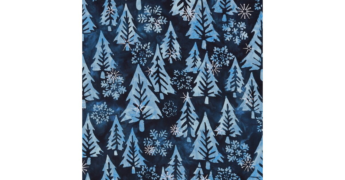Batik cotton of the Winter Wonderland collection with trees ...
