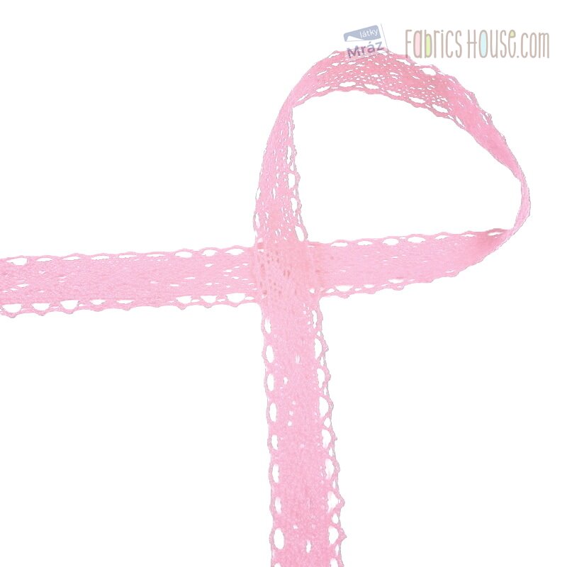 Bobbin lace in pink, width 25 mm | FabricsHouse.com